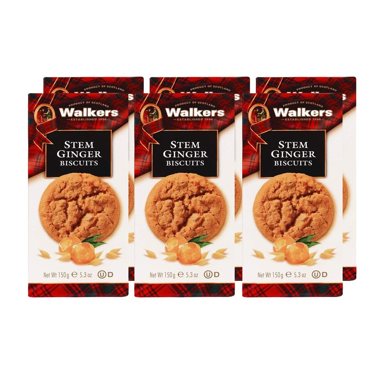 Walkers Shortbread Stem Ginger Scottish Cookies, 5.3 oz Box (Pack of 6 ...