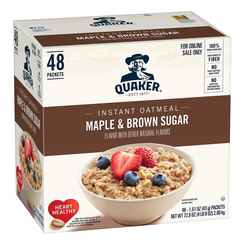Quaker Instant Oatmeal Maple & Brown Sugar Packets - 48 Individual 1 ...